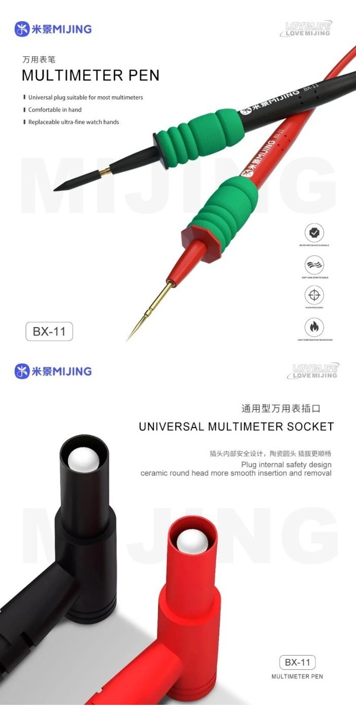 MIJING BX-11 Universal Digita Multimeter Pen Stainless Steel Multimeter ...