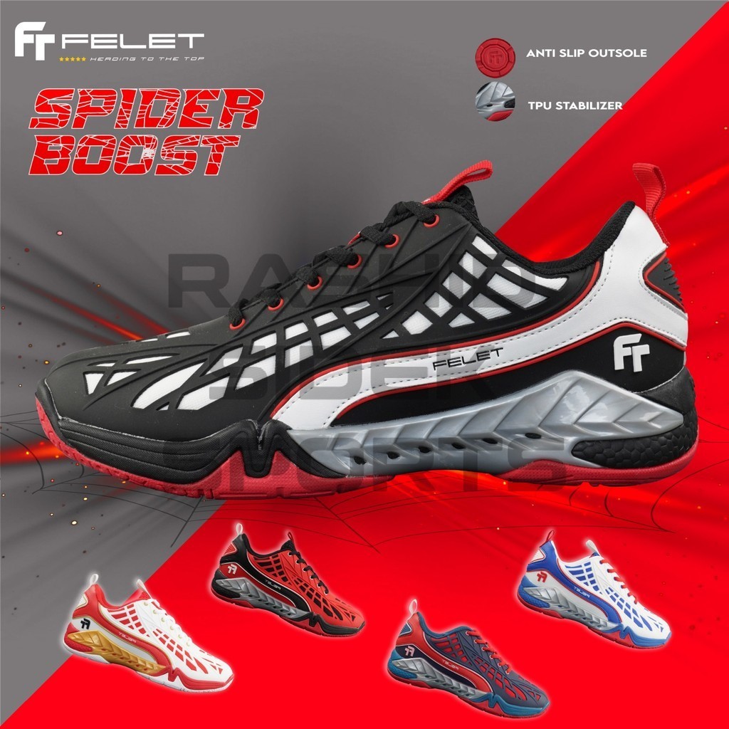 Felet Badminton Shoes Spider Boost Kasut Badminton 100% By Fleet ...
