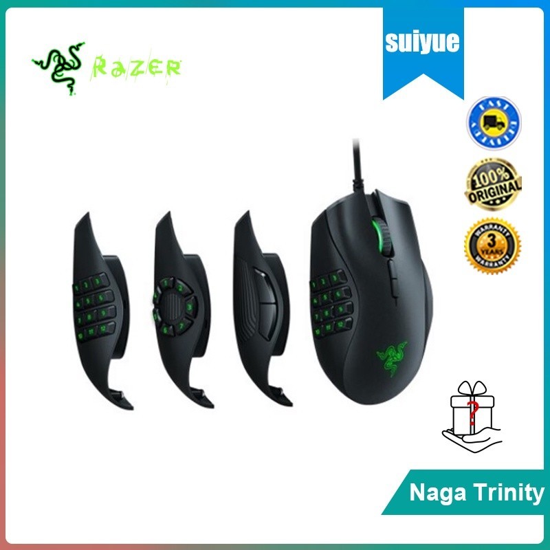Razer Naga Trinity programmable wired mouse 16,000 DPI RGB optical ...