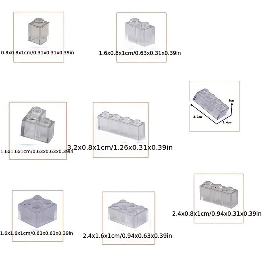 Small Particles BricksTransparent White Thick Brick Model MOC Classic ...
