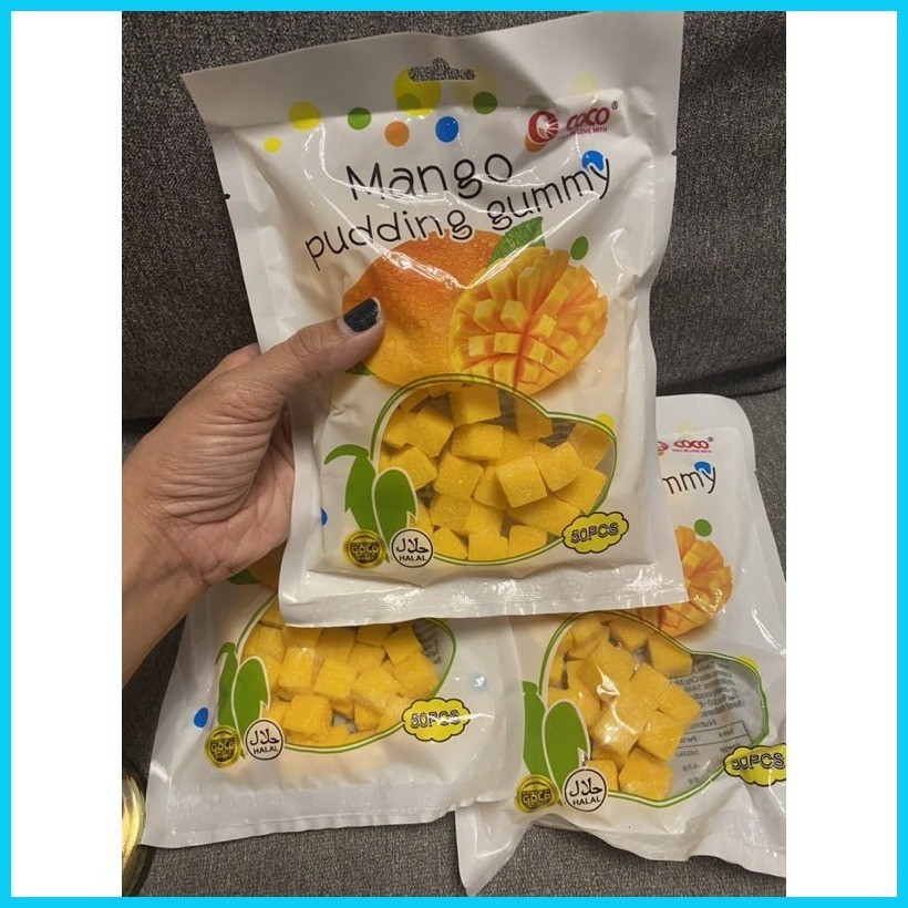 ⊕ STOFOODS COCO Mango pudding gummy slices 50pcs | Shopee Philippines