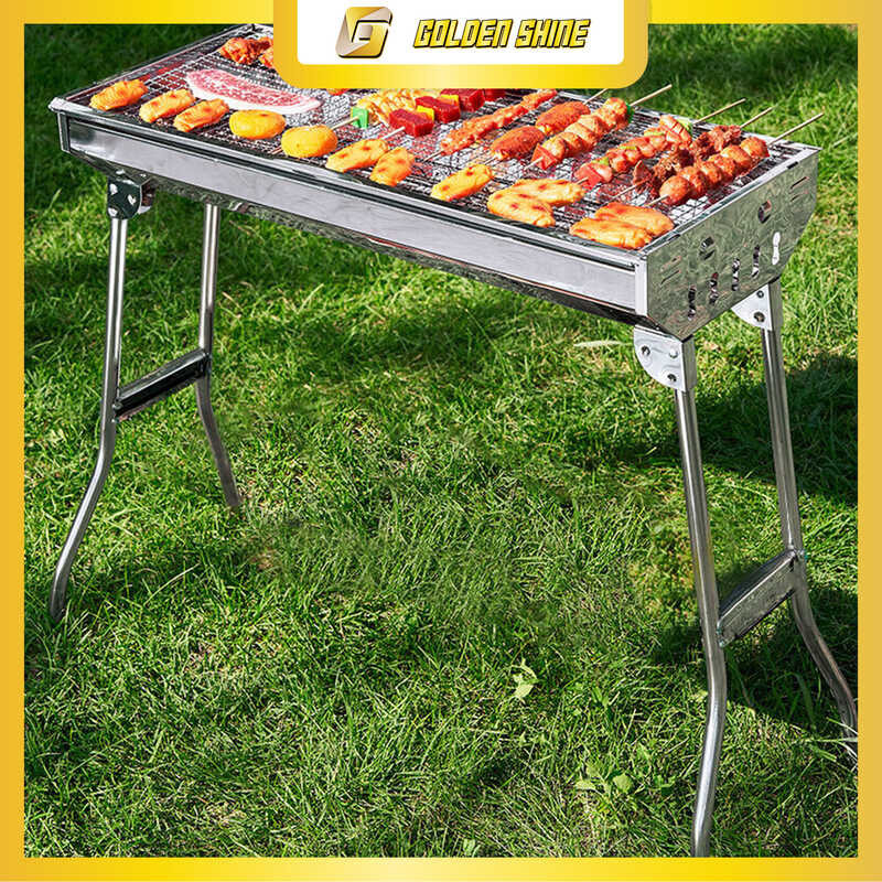 Portable Stainless Steel Grill Foldable House Courtyard Barbecue Rack Charcoal Picnic Team ...