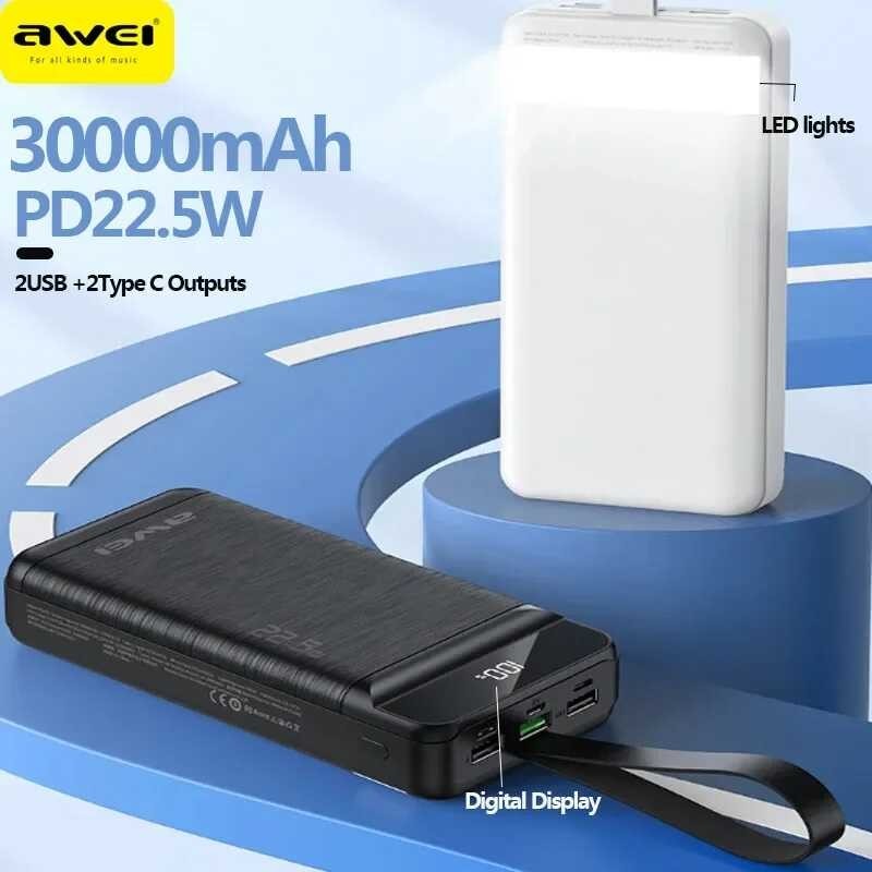Awei P140k Portable Power Bank 30000Mah Para Sa Ios At Android Mobile ...