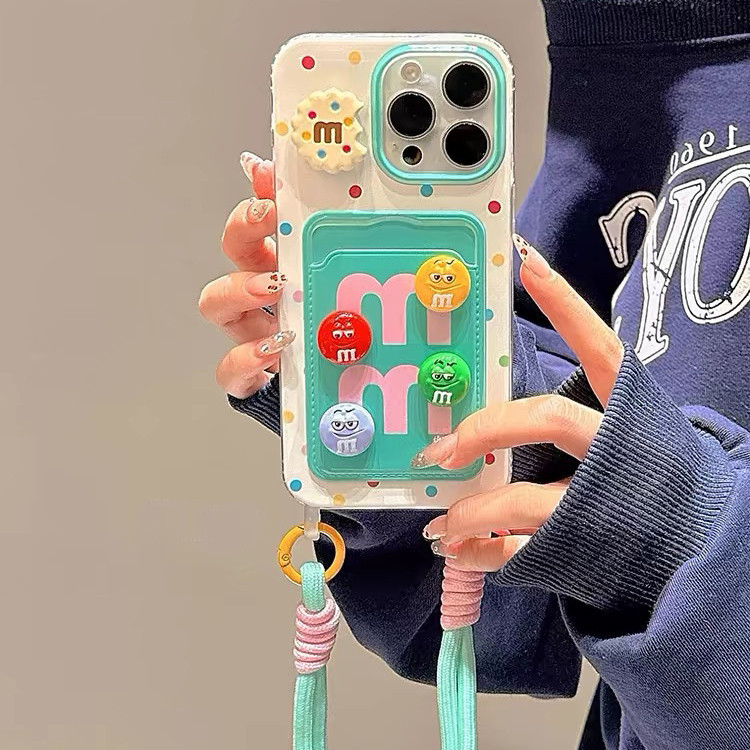 Mint Green Fun 3D M&M Beans Biscuit Card Bag Suitable for IPhone 16 ...
