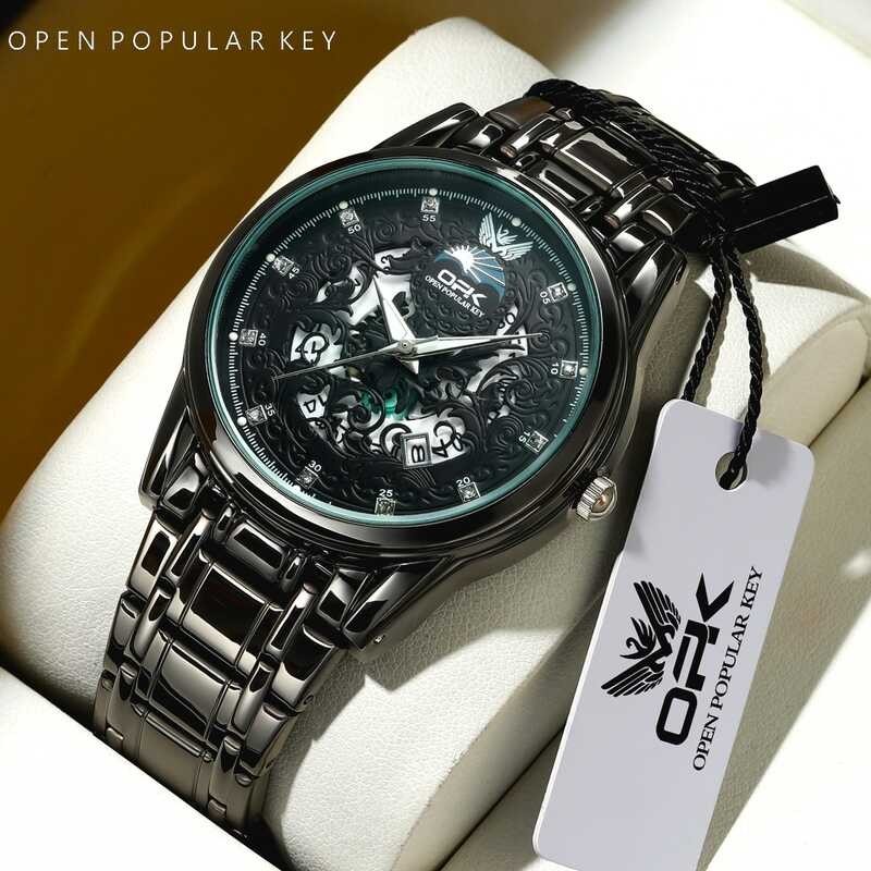 OPK For Men Waterproof Original Stainless Steel Luminous Calendar Gold ...