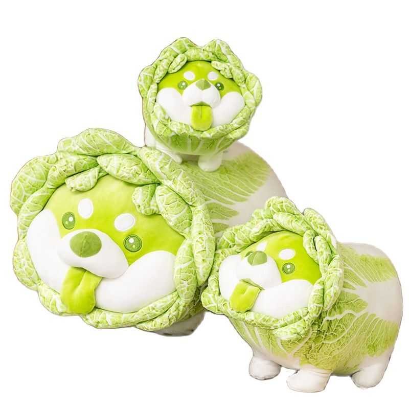 Vegetable Cute Fairy Plush Toys Japanese Cabbage Dog Fluffy Soft Shiba ...