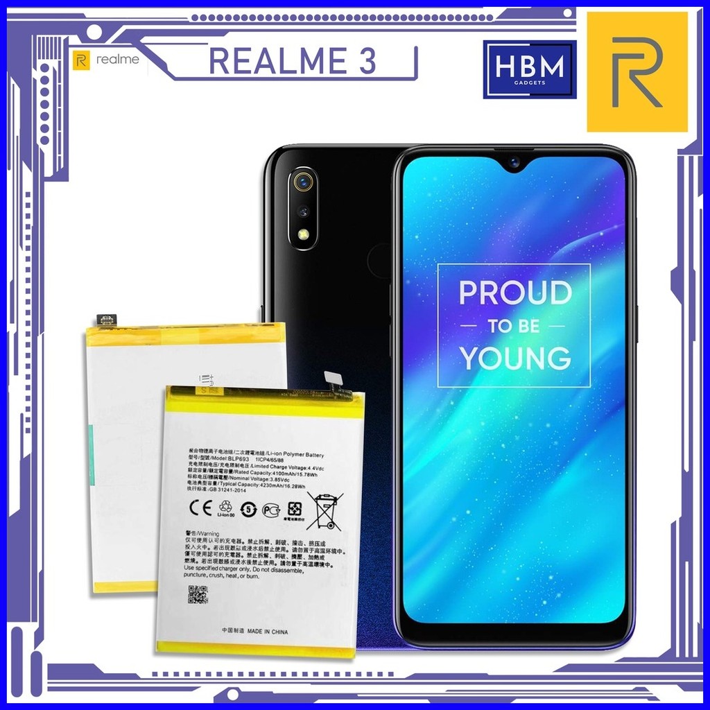 ⚽︎ Original Realme 3 Battery, High Quality Battery. Model: BLP693 ...