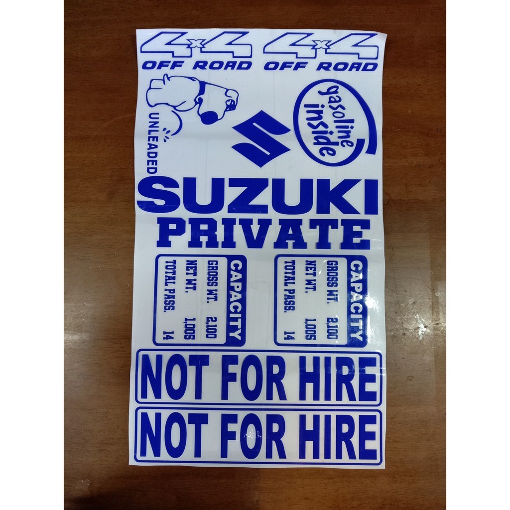 ♀ Suzuki Multicab Sticker Decals Set Capacity, Not for Hire, Private ...