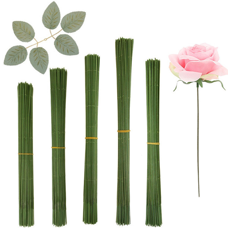 50Pcs Plastic Floral Stem,Plant Stub Wire Green Florist Wires Plastic ...