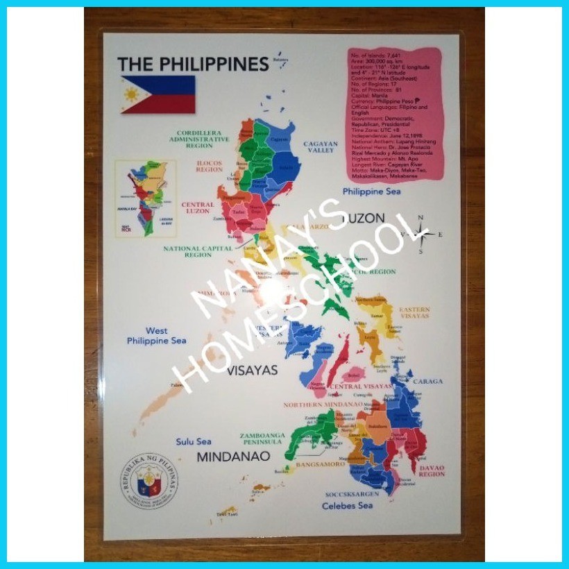 ♠ ☾ NEW CHART : Laminated PHILIPPINE MAP A4 Size | Shopee Philippines