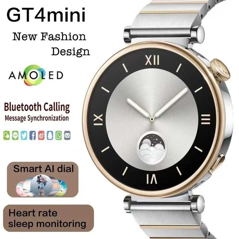 Mini 2024 Gt4 Smart Watch Kababaihan 1.3 Inch AMOLED NFC Compass Clock Bluetooth Call Ip68 ...