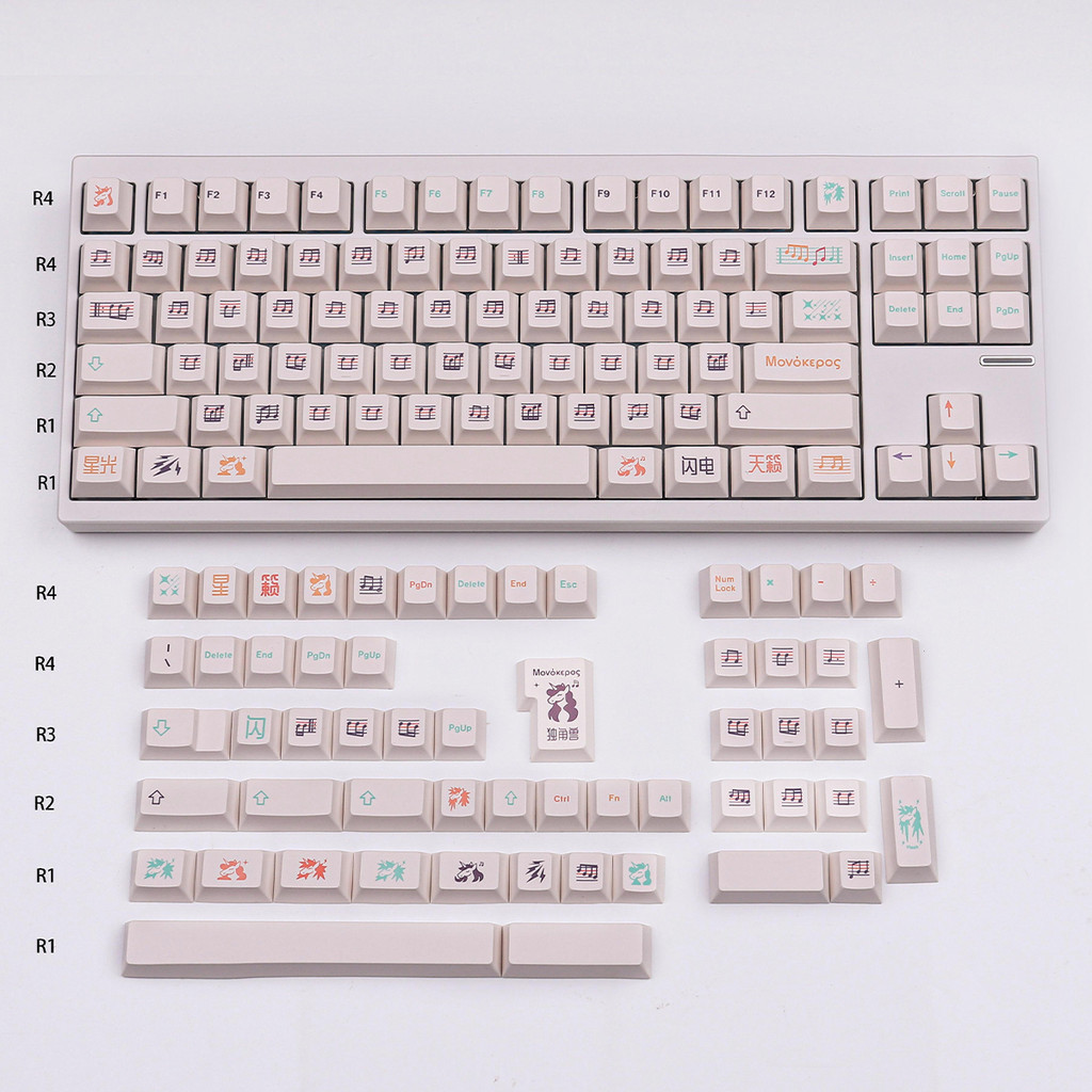 144 Keys Unicorn White keycaps PBT cherry profile keycaps set for MX ...
