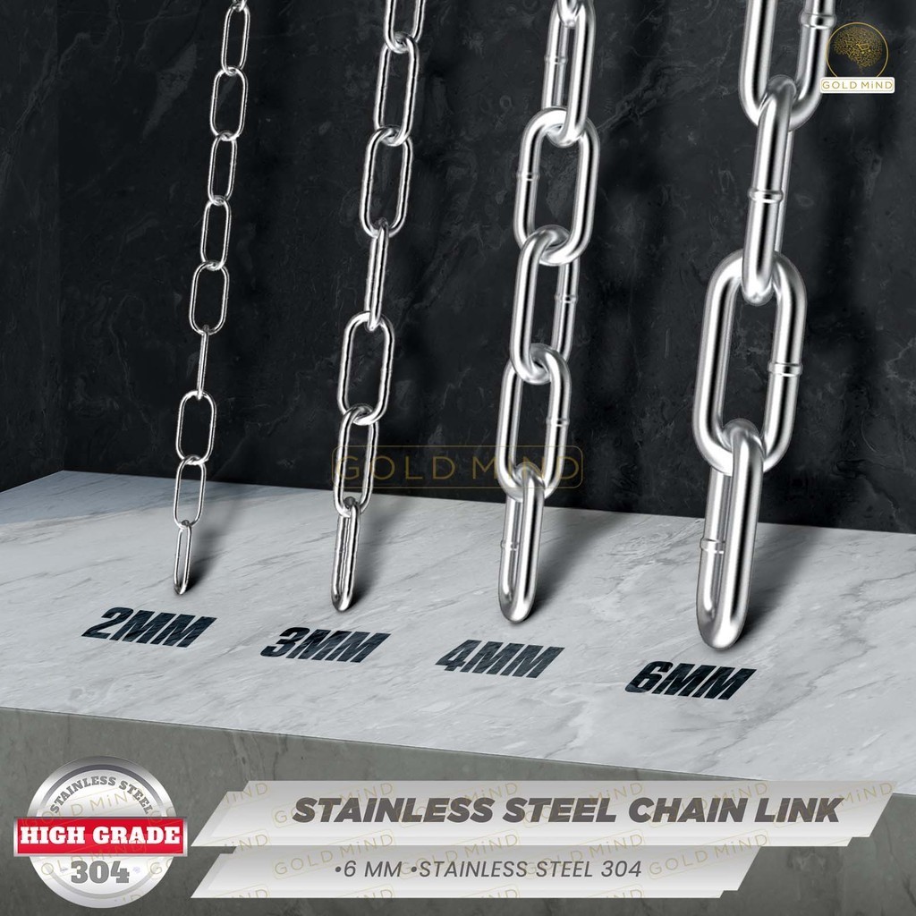 Stainless Steel 304 Link Chain Strong, Heavy Duty Chain & Rustproof ...