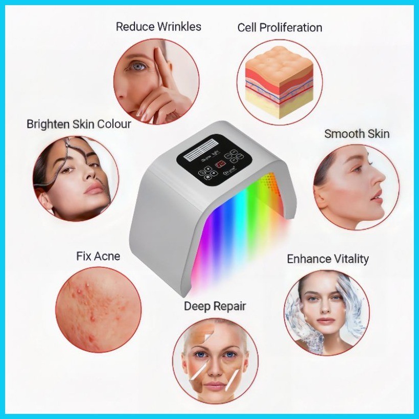 ♀ 7 Color Pdt LED Face Light Therapy Facial Skin Care Acne Treatment ...