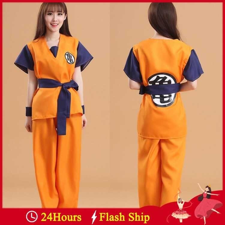 Dragon Ball Anime Costume For Adult Women Son Goku Cosplay Tshirt Pants ...