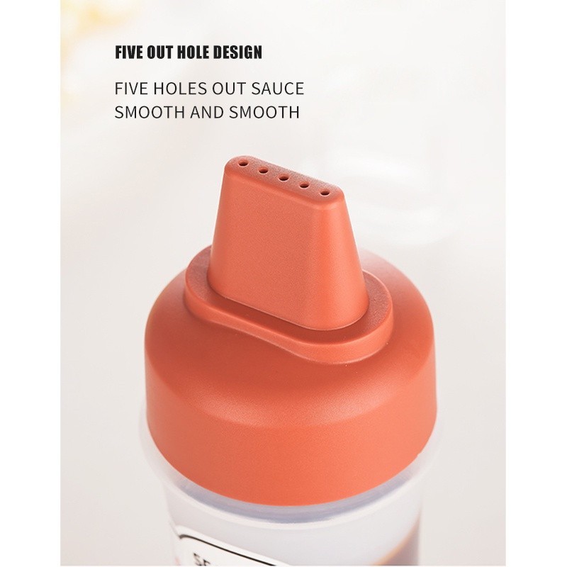 Portable Plastic Jam Bottle with Lid 5-Hole Graduated Jam Bottle ...