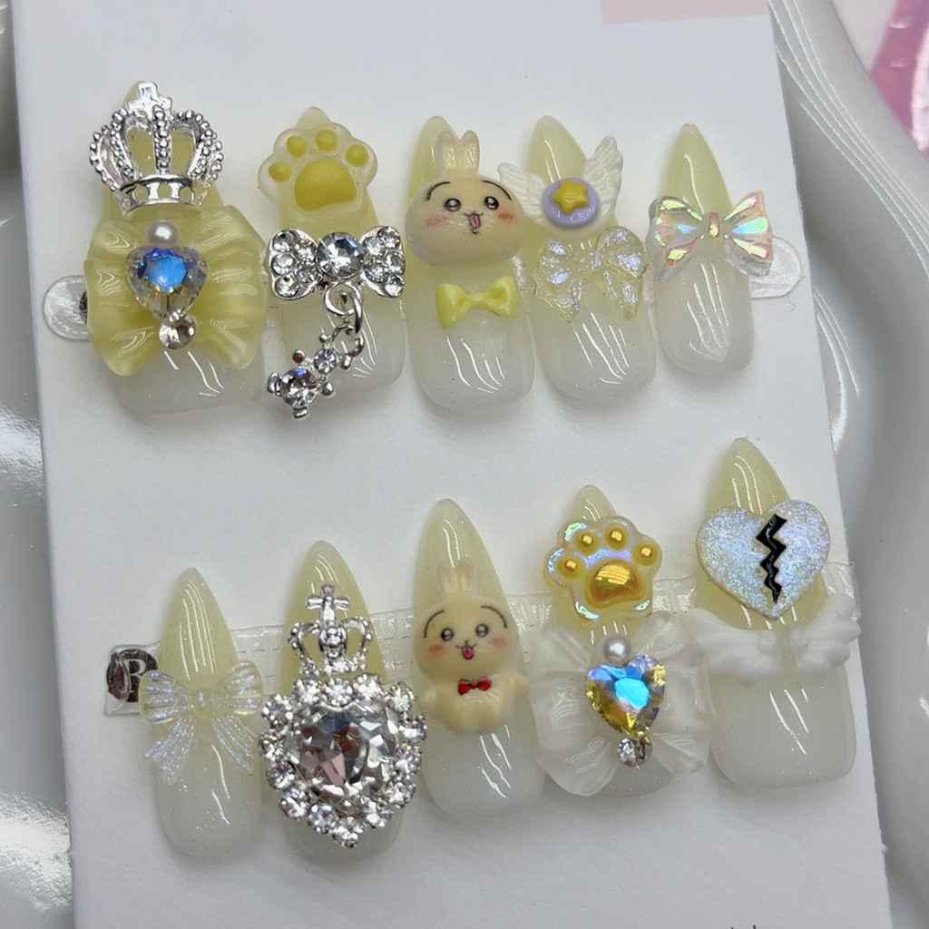 Chiikawa Hachiware USAGI Kawaii Artificial Nail Cute Y2K Menhera Short ...