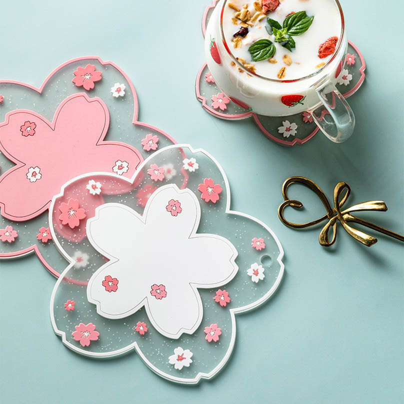 Cherry Blossom Coaster Tea Cup Mat Sakura Coaster Insulation Table Mats ...