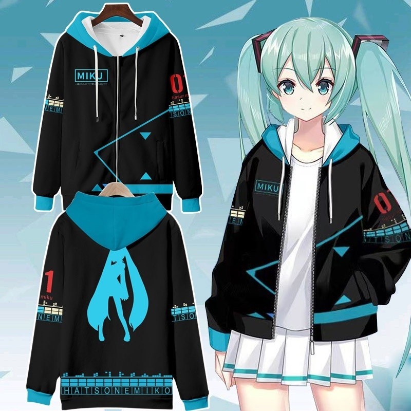 New Anime Hatsune Miku Zipper Hoodie Japanese Men's Fashion Women's ...