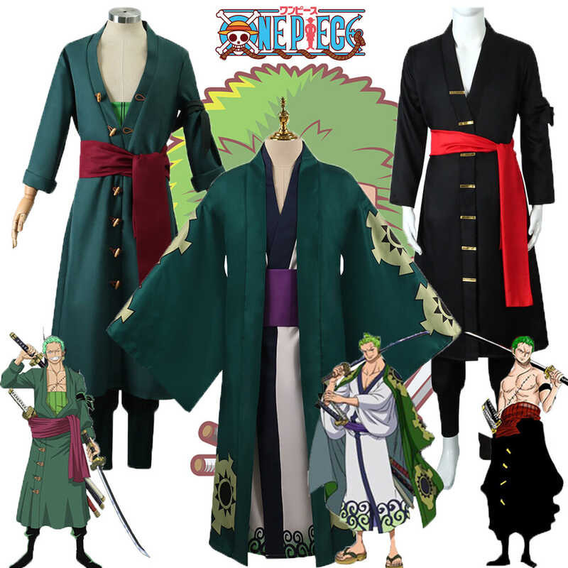 Anime One ≡ Piece Cosplay Costume For Men Roronoa Zoro Kimono Robe Sets ...