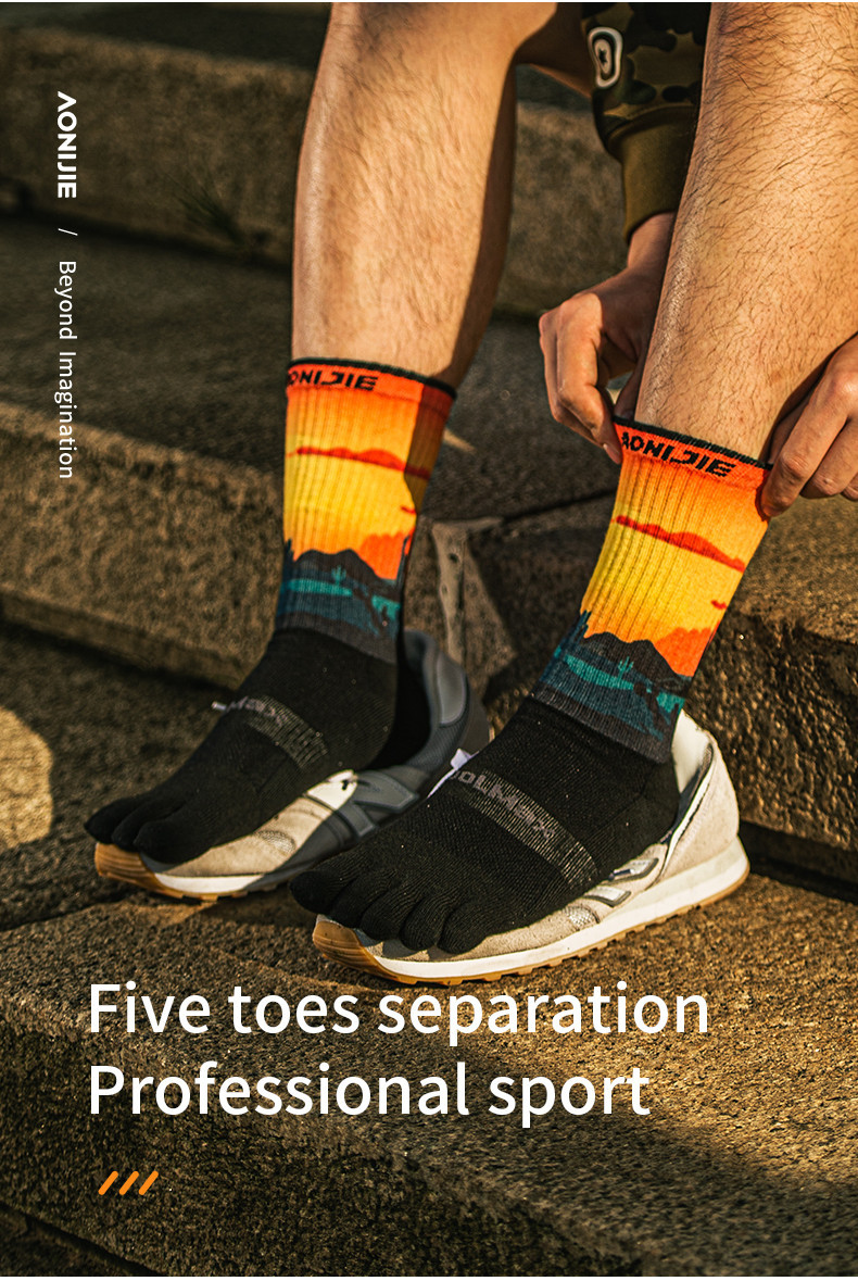 One Pair AONIJIE E4843 Calf Running Socks Colorful Women Men Five Toe ...