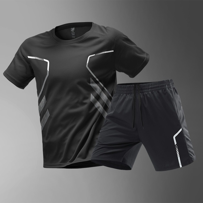 M-5XL Men's Sports Ice Silk Dri-fit T-Shirt Suit T-shirt&shorts Suit ...