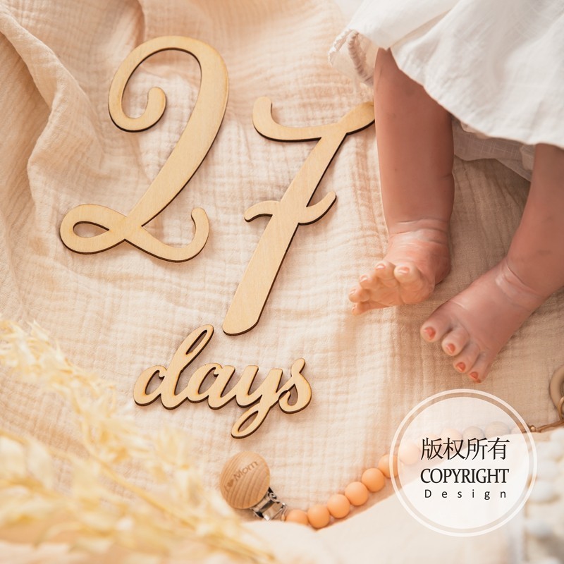 Wooden Baby Monthly Milestone Card for Newborn Photography Engraved Age ...