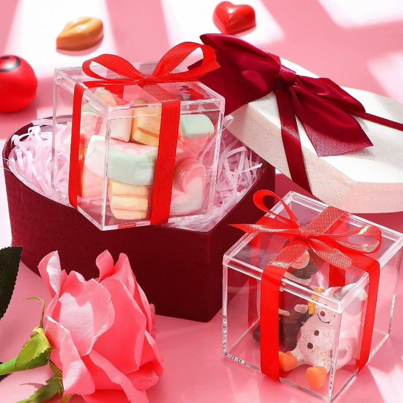 4Pcs Clear Acrylic Candy Boxes - Square Plastic Containers - Gift ...