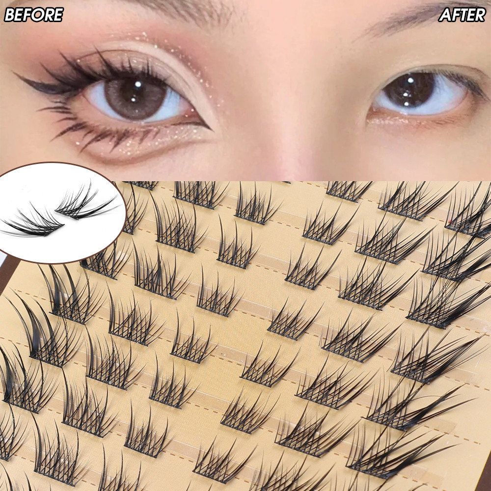 10 Row Glue Free Segmented Wide-stem Fishtail False Eyelashes - Self ...