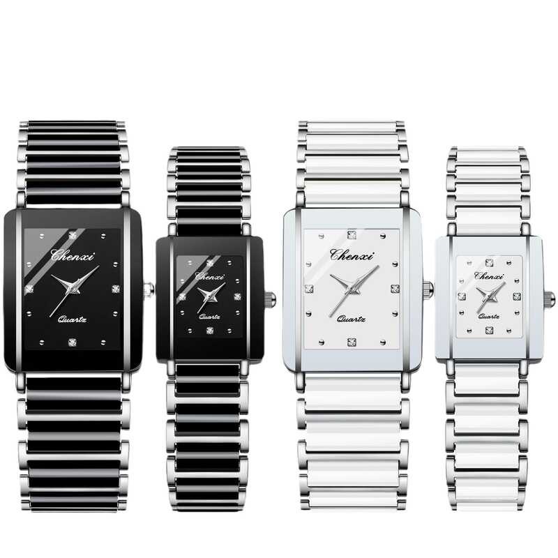 CHENXI Dawn Square Couple Watch Women and Men's Watch Ceramic Fashion ...