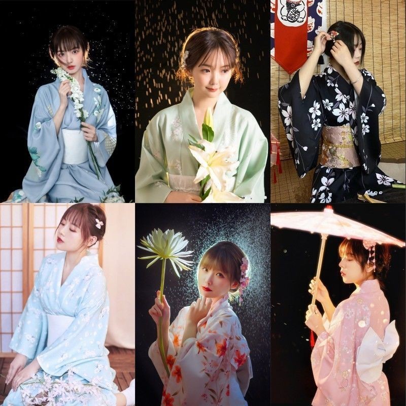 Japanese Traditional Kimono Dress student photo art for girl Kimono ...