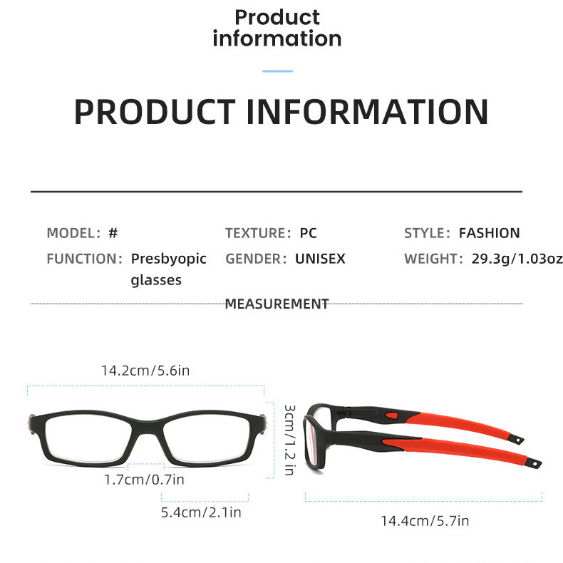 Outdoor Active Reading Glasses Anti Radiation Anti Slip With Grade ...
