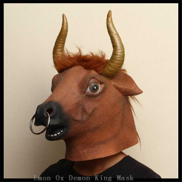 Bull Devil New Horn Creepy Cow Mask Head Novelty Latex Rubber Cosplay ...