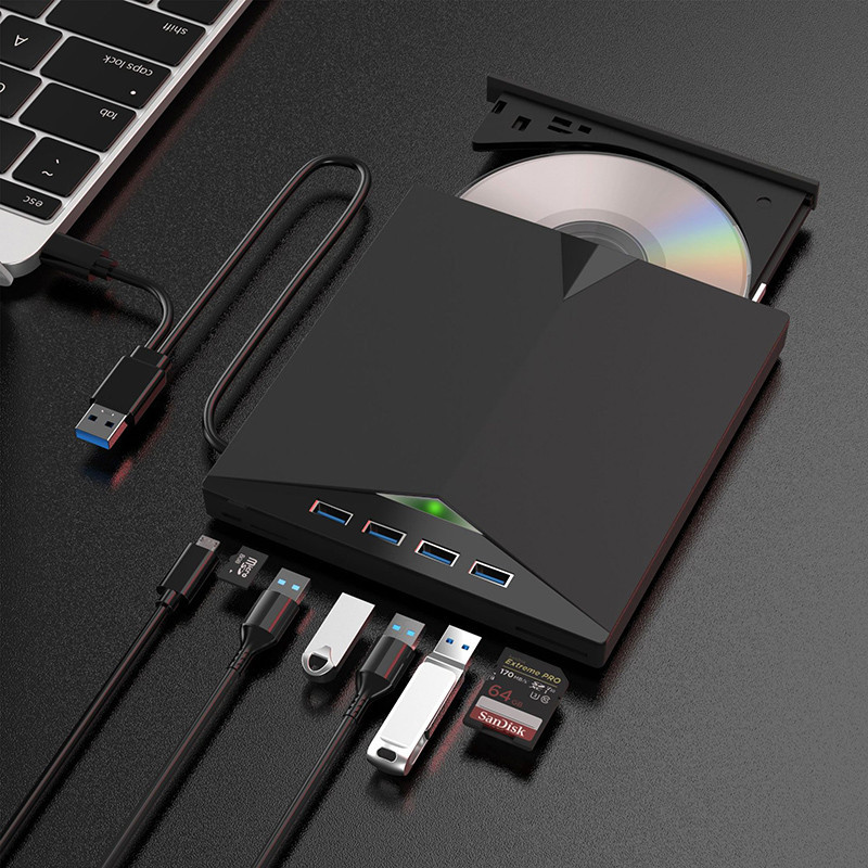 External DVD Drive With 4 USB 3.0 Ports Type C Port SD Card Reader Type ...