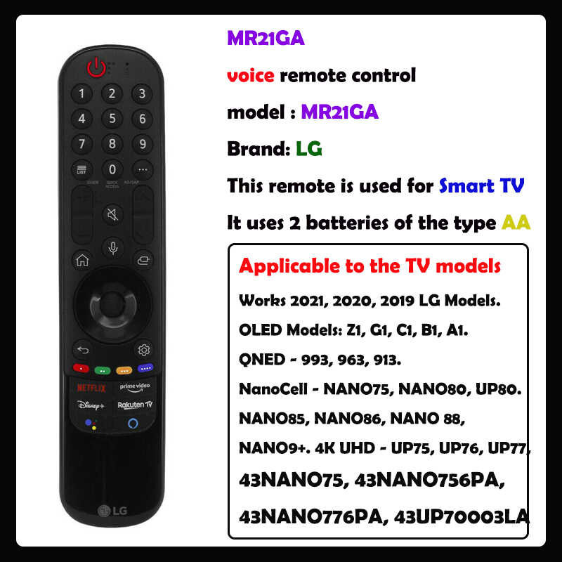 Bagong - AN-MR21GA Voice Magic Remote Control Para Piliin ang 2021 UHD ...