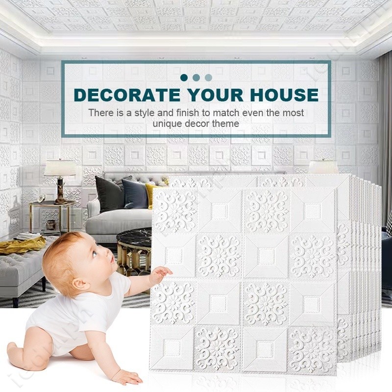 50PCS Wallpaper 3D sticker design wall decor for Living Room Bedroom ...