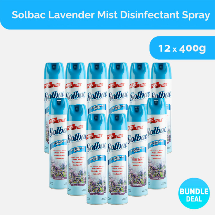 [12pcs] Solbac Disinfectant Spray Lavender Mist 400g | Shopee Philippines