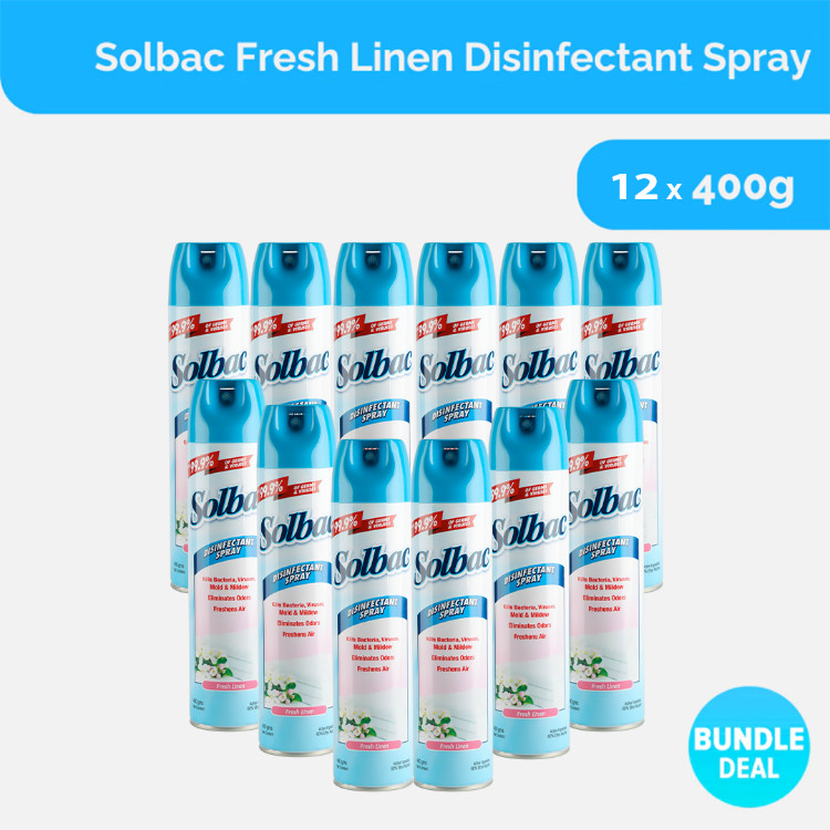 [12pcs] Solbac Disinfectant Spray Fresh Linen 400g | Shopee Philippines