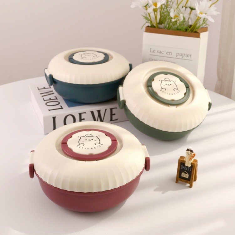COD Double-layer Bento Box 1.2L With Sauce Partition Can Be Microwave ...