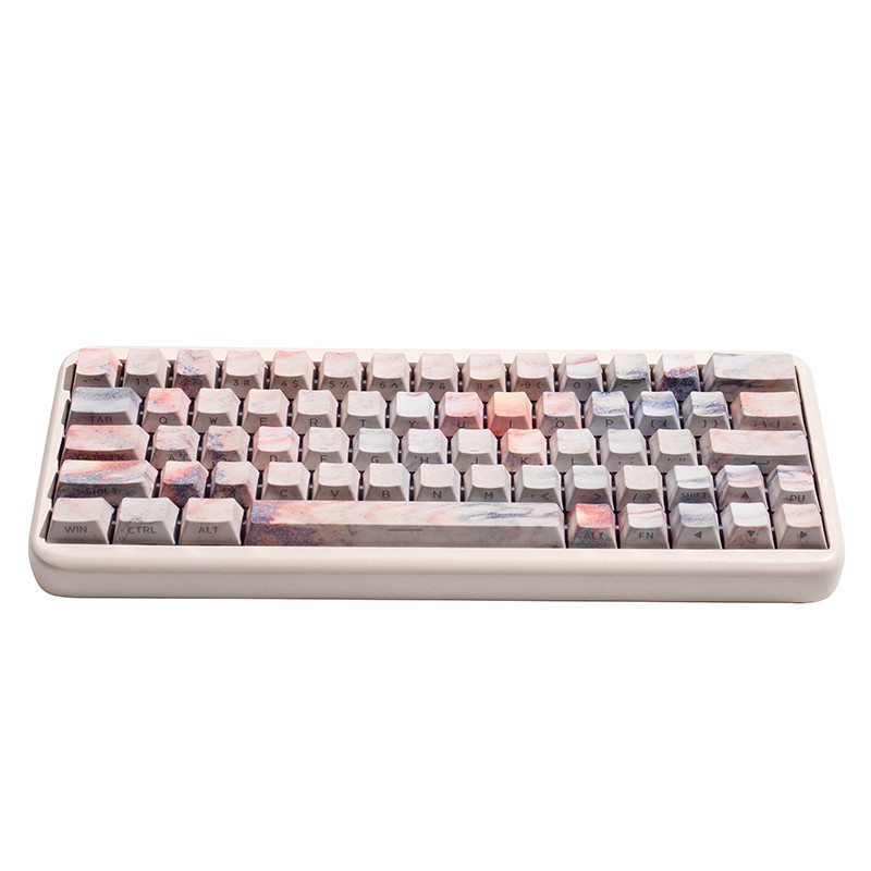 131Keys Marble Black/Pink/Green Side Engraved Shine Through Keycap ...