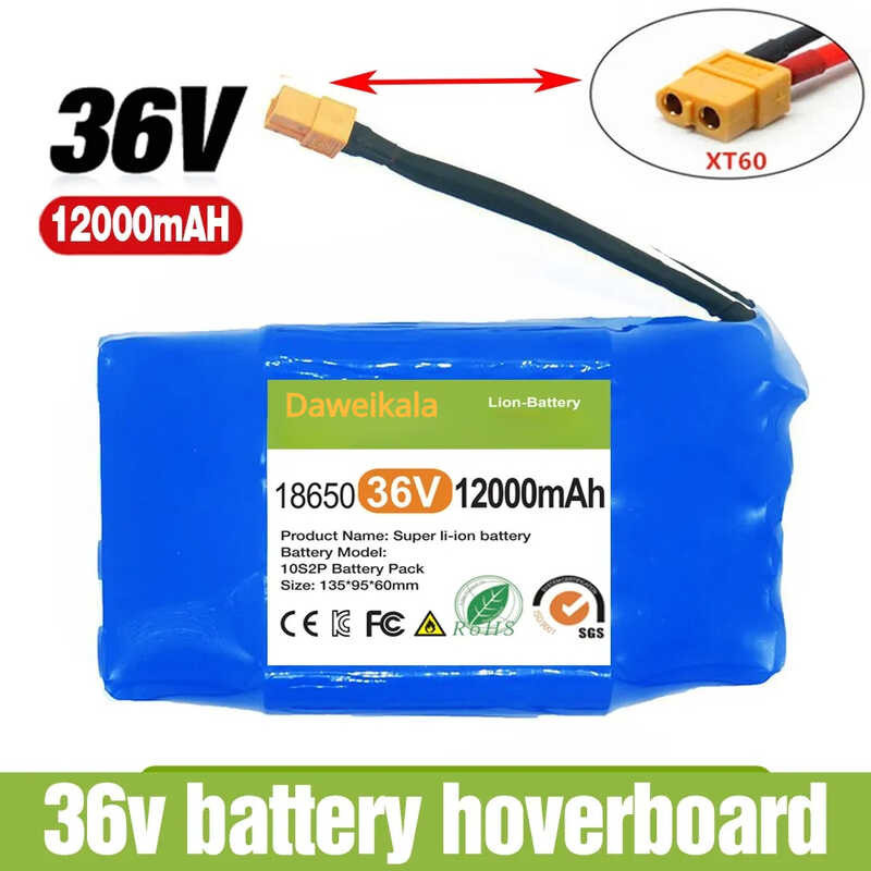 Genuine 36V Battery Packs 6.0Ah-12Ah Rechargeable Lithium Ion Battery ...