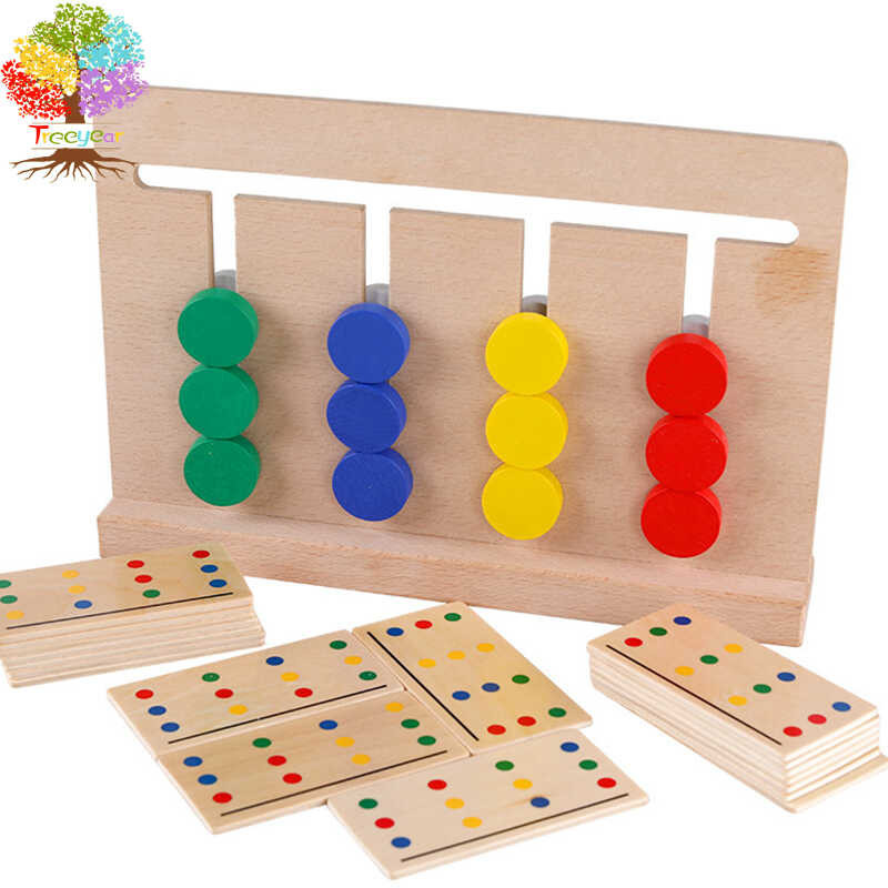Treeyear Preschool Learning Slide Puzzle Color & Shape Matching Brain ...