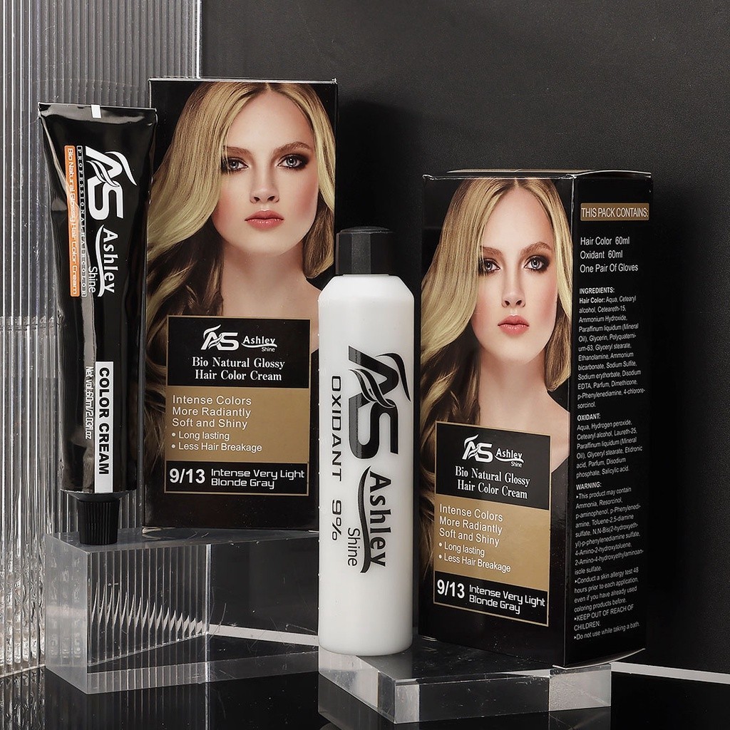 Ashley Hair Color Bio Natural Hair Color Set Ash Gray Hair Dye 60ml*2pc ...