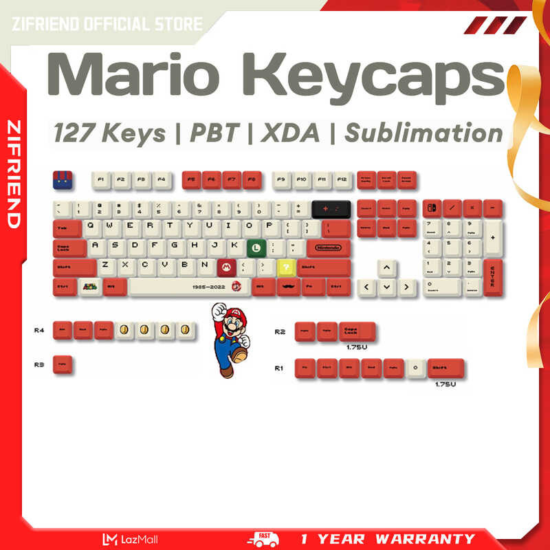 123 ZIFRIEND Keys Mario Theme Keycaps PBT Sublimation Customized ...