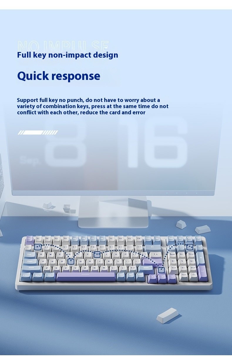 NJ80 Real Mechanical Keyboard Black Tea Axis 98 Key Layout Wired ...