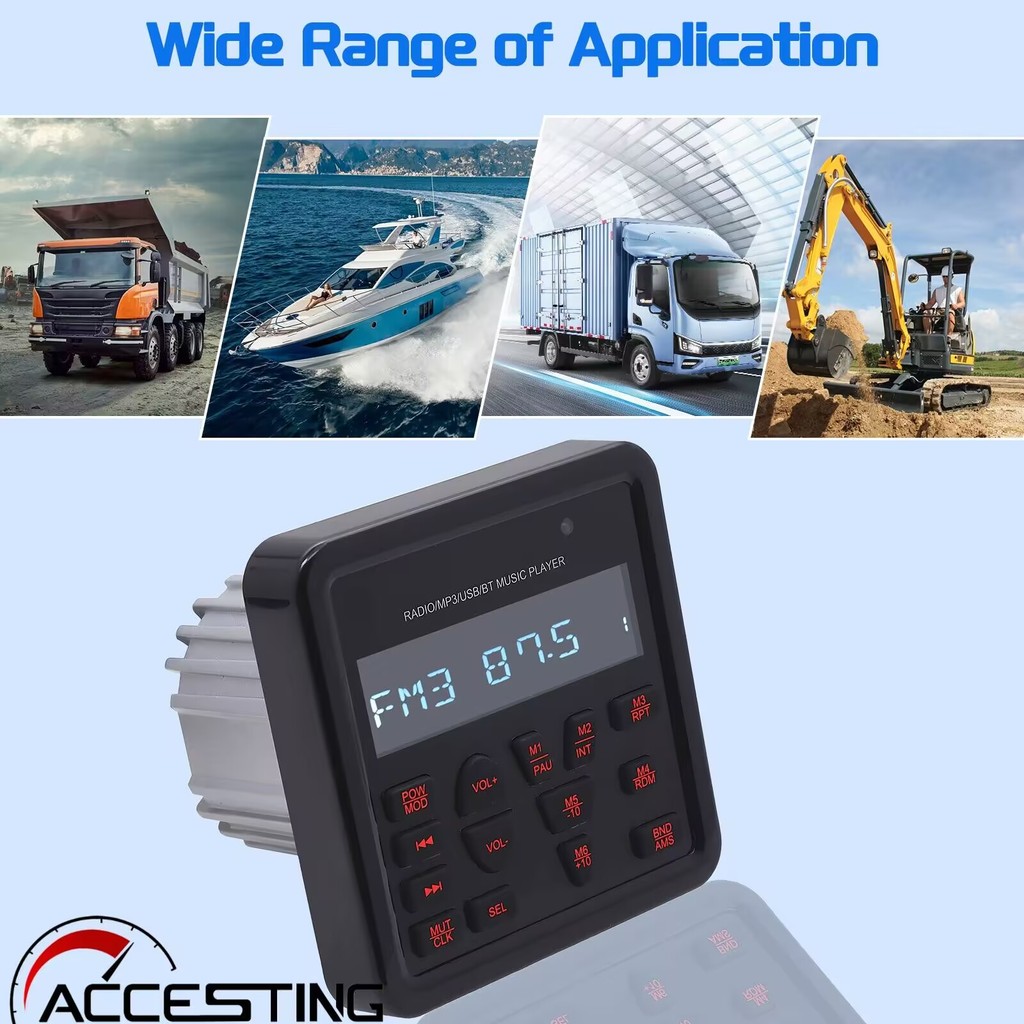 For Yacht RV truck Motorboat 12V Boat Media MP3 Player Marine Stereo ...