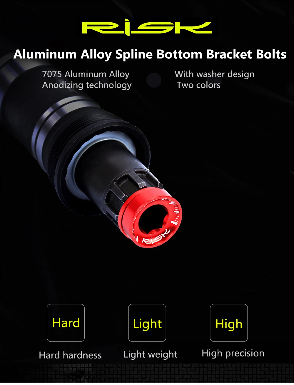 RISK 2PCS M15x19mm Aluminum CNC Splined Bottom Bracket Bolts with ...