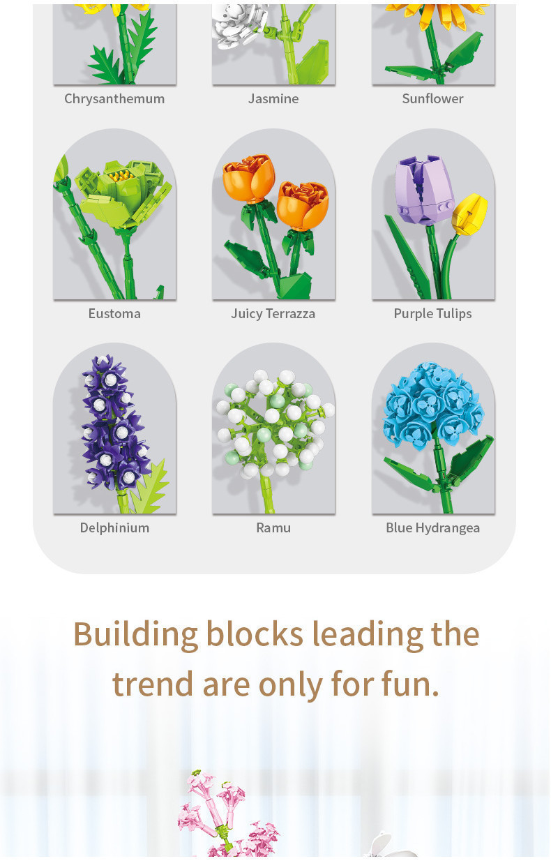 Building Flower Botanical Collection Modular Buildings Ornament Girl ...