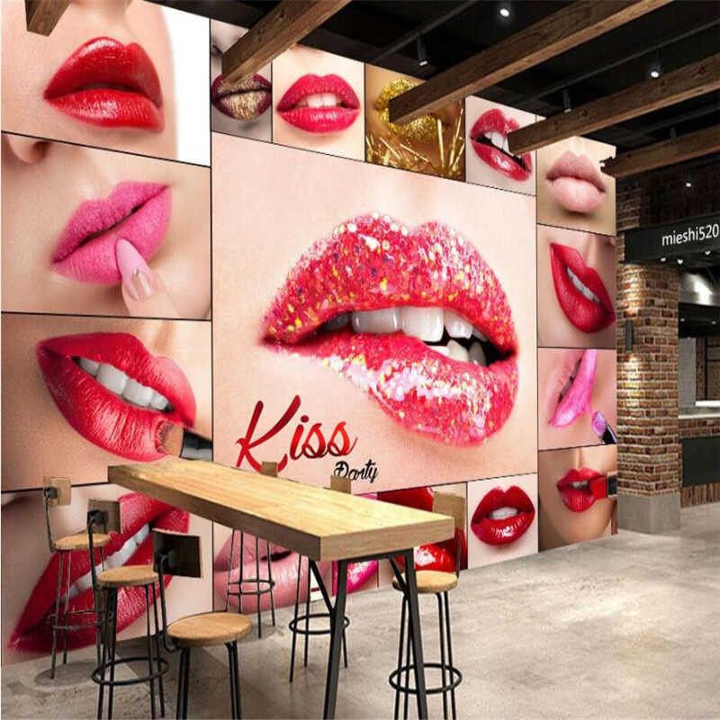 HD Custom Sexy Red Lips Bar Nightclub Industrial Decor Background ...