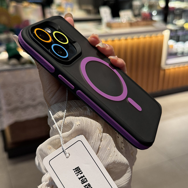 Luxury Color Clash Skin Feeling Frosted Transparent Magnetic Circle ...